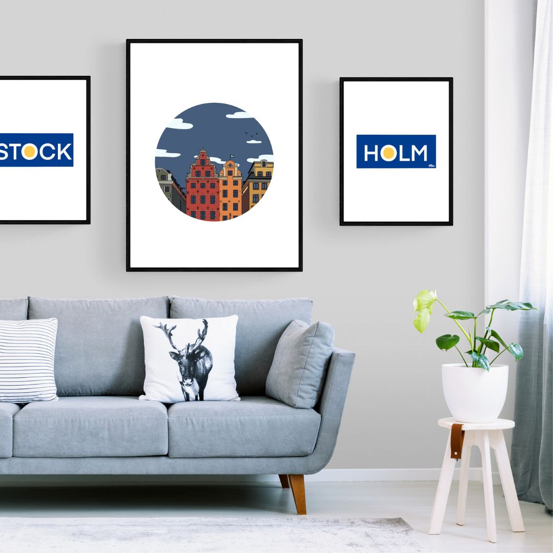 Kleurrijke Stockholm Gamla Stan art print ⋆ art studio jet